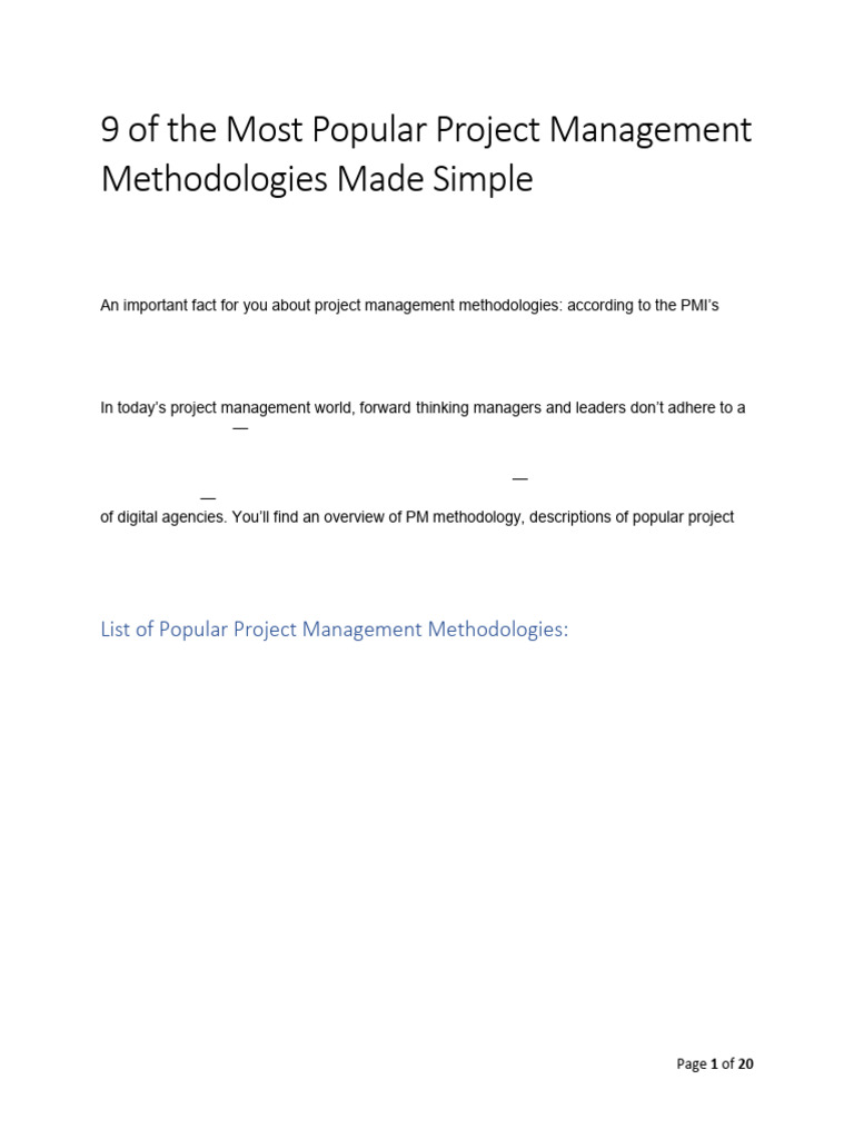 9 of The Most Popular Project Management Methodologies Made Simple Ben ...