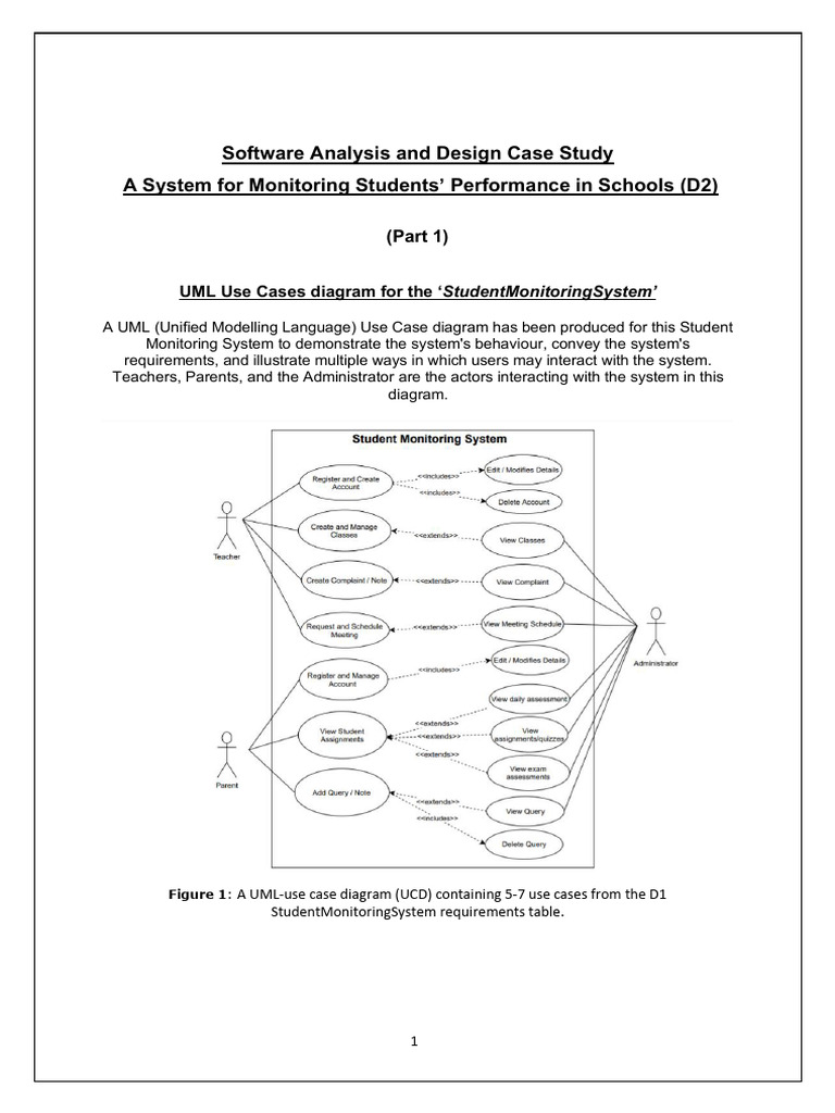 Student Performance Monitoring System Design | PDF | Use Case | Unified ...