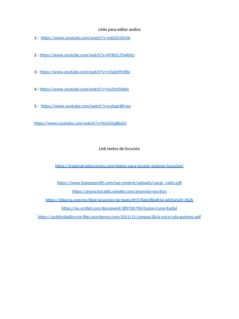 Links para Editar Audios | PDF