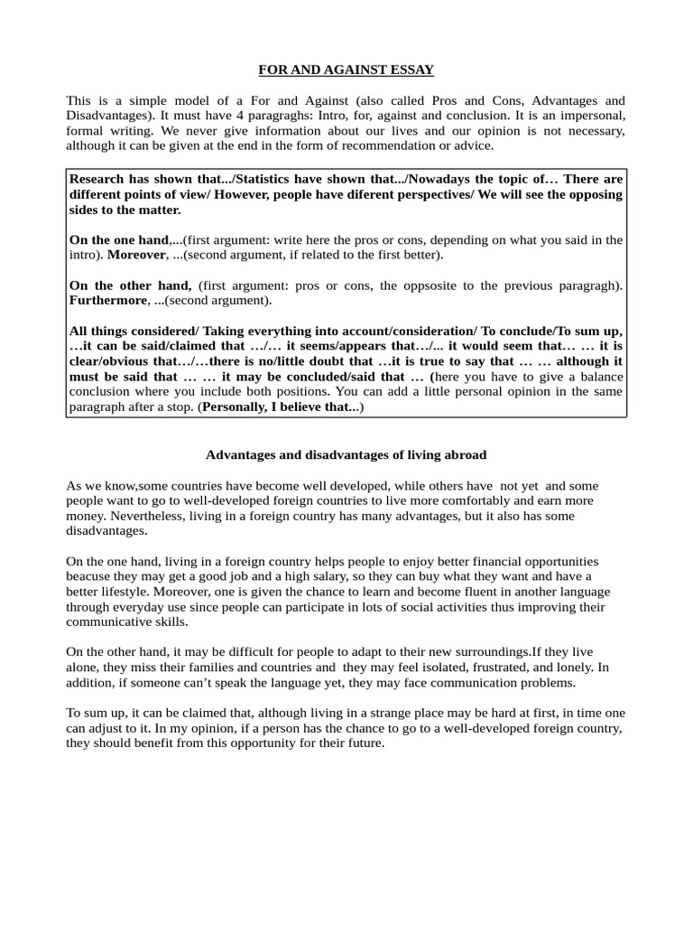Pros and Cons Model | PDF | Argument