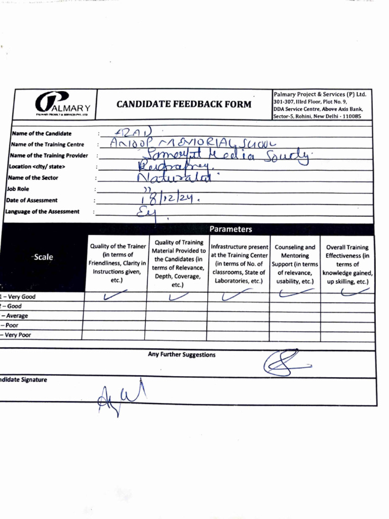 Candidate Feedback Form | PDF