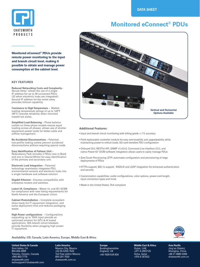eCONNECT PDU MONITORED DATASHEET | PDF | Command Line Interface | Computing
