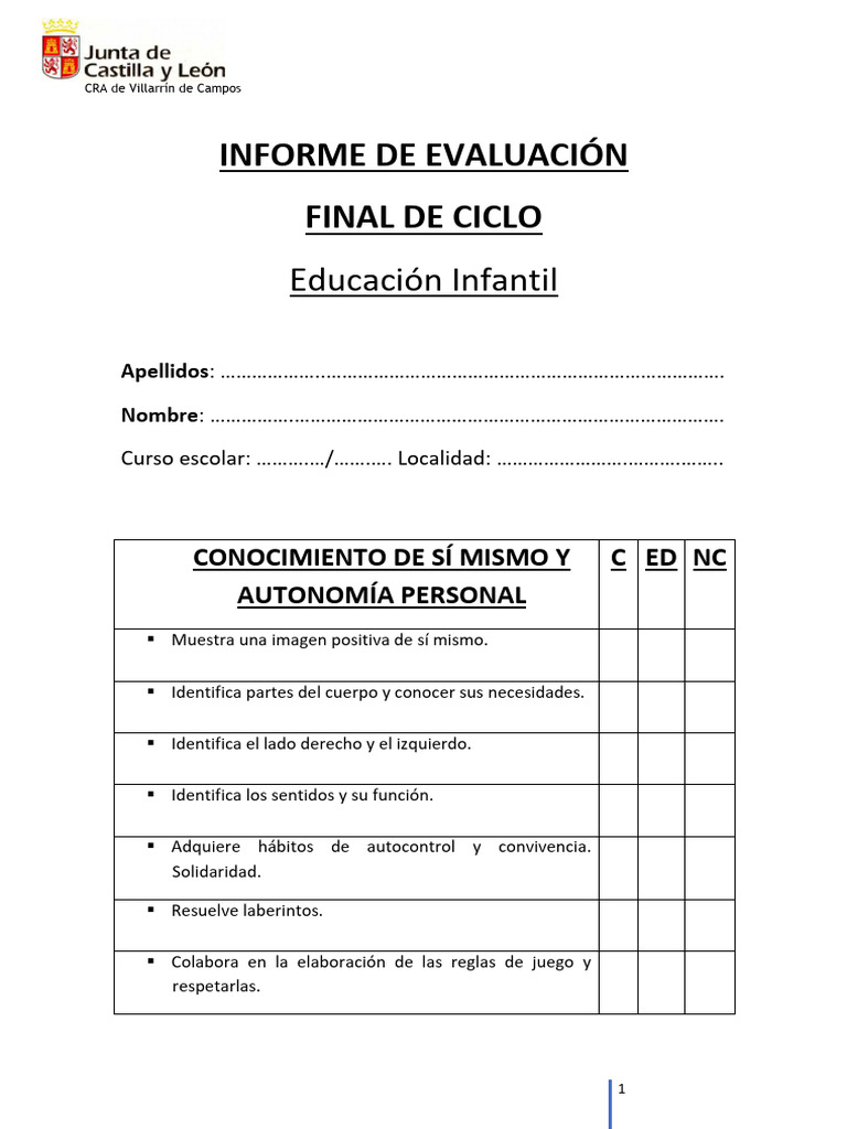 INFORME DE EV. FINAL DE CICLO | PDF