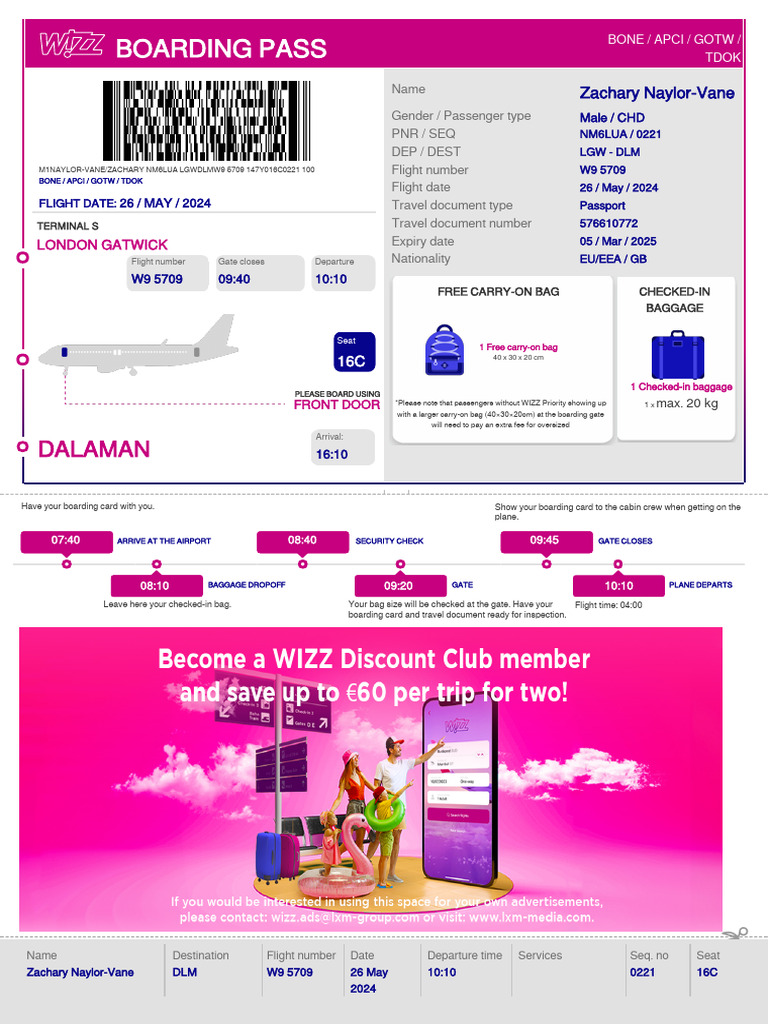Zach Outbound Boarding Card | PDF | Transport | Aviation