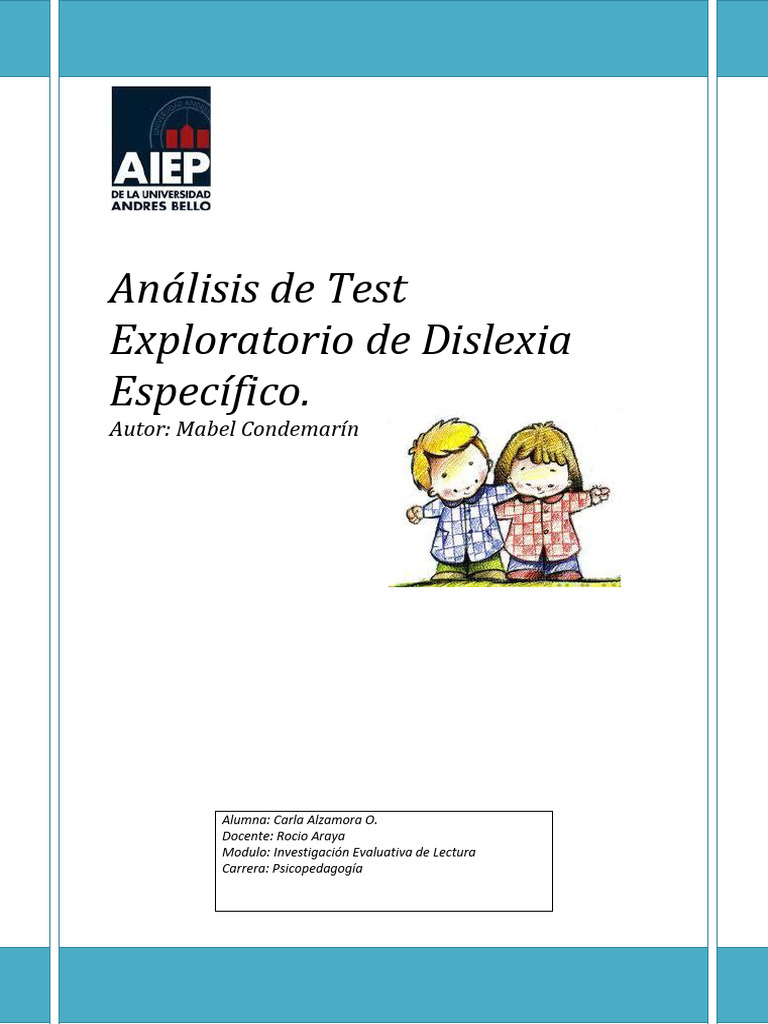 Análisis de Test de Dislexia en Psicopedagogía | PDF | Dislexia