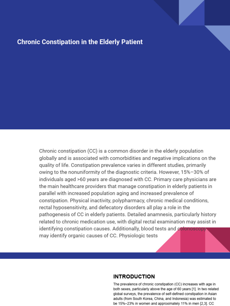 Managing Chronic Constipation in Seniors | PDF | Constipation | Medicine