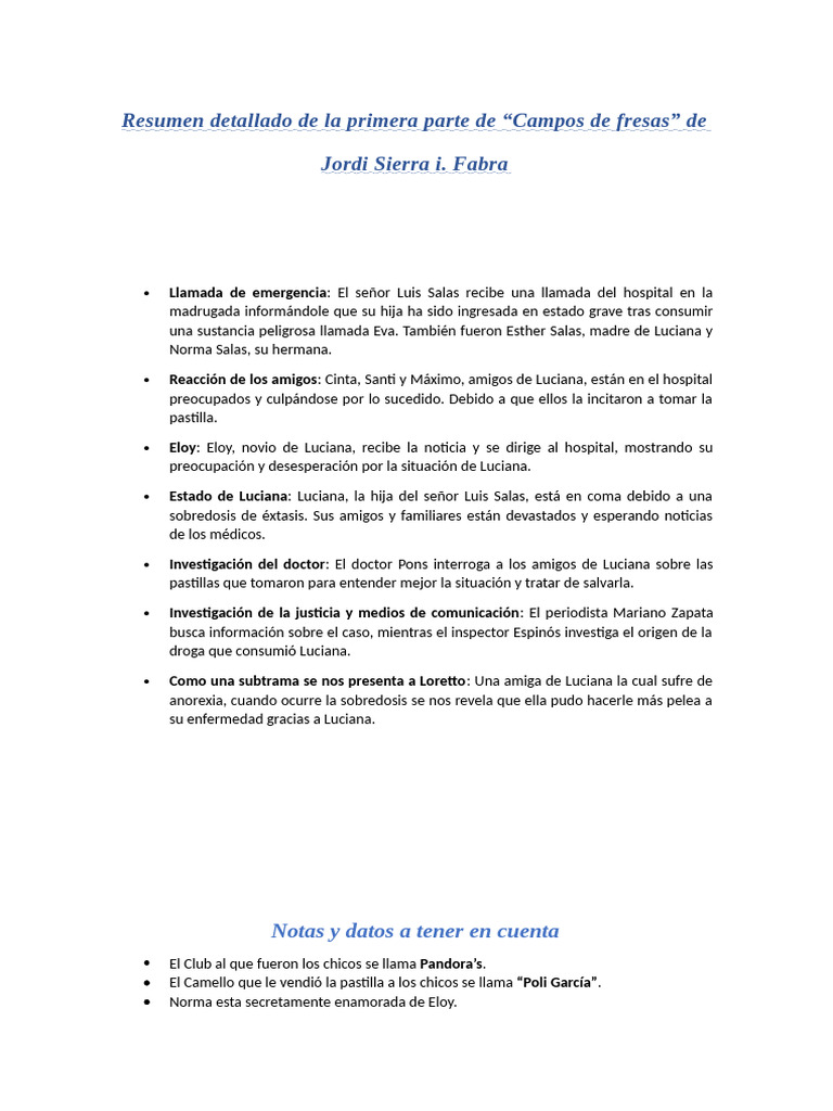 Sobredosis y Drama en "Campos de Fresas" | PDF