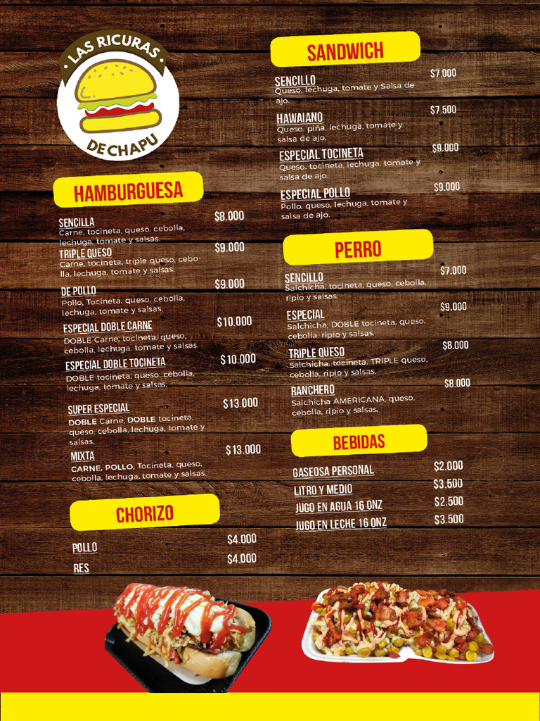 Menu Las Ricuras de Chapu 2019 | PDF