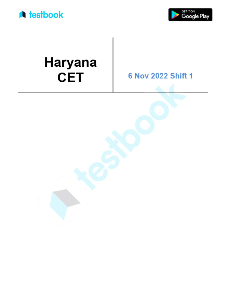 Haryana CET 6 Nov 2022 Shift 1 (English) | PDF