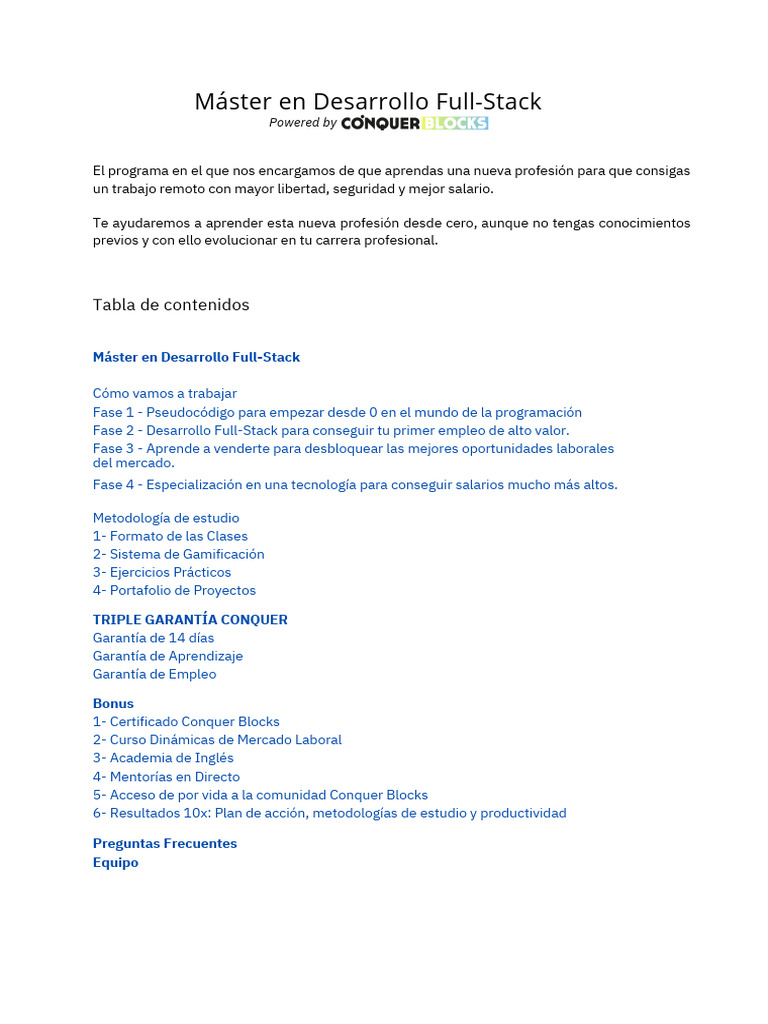Máster en Desarrollo Full-Stack Conquer Blocks - pdf-1 | PDF ...