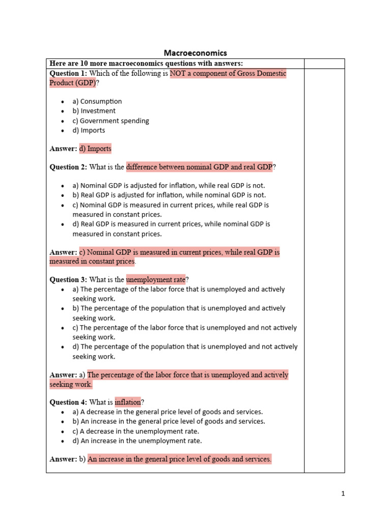 Macroeconomics QCM | PDF | Macroeconomics | Fiscal Policy