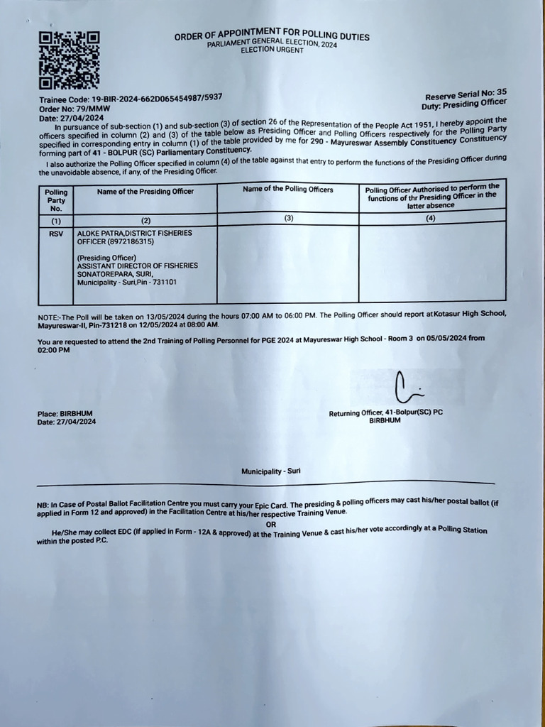Aloke Patra 2nd Training Letter | PDF | Accountability | Political Law