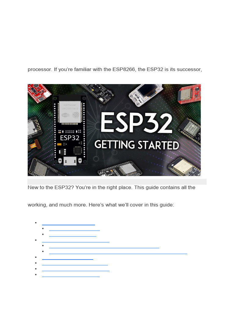 ESP_Getting Started with the ESP32 | PDF | Arduino | Bluetooth