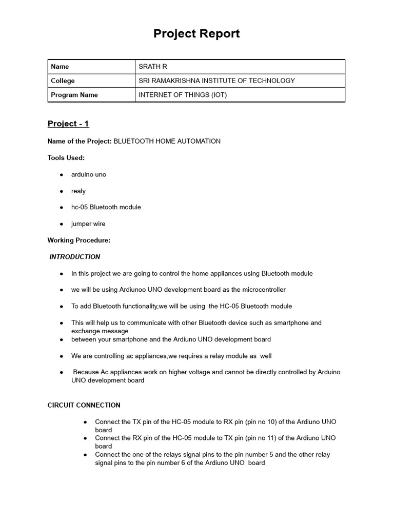 Iot Project Report Sarath R Pdf Arduino Computing 0240