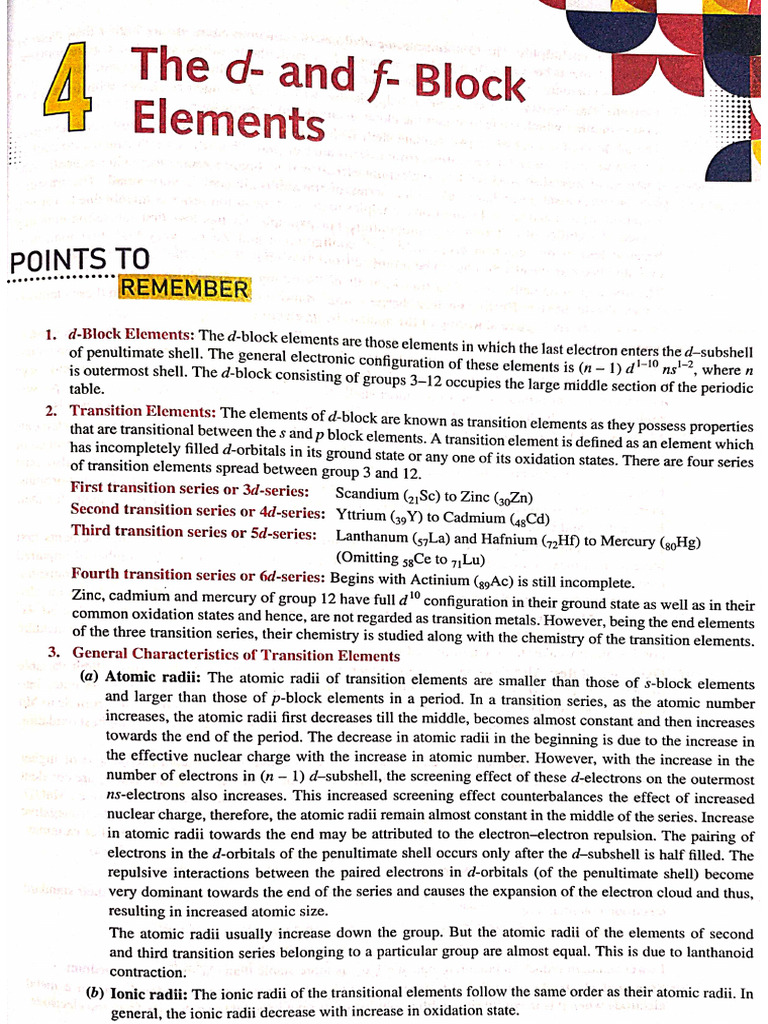 REVISION D & F Block Elements | PDF