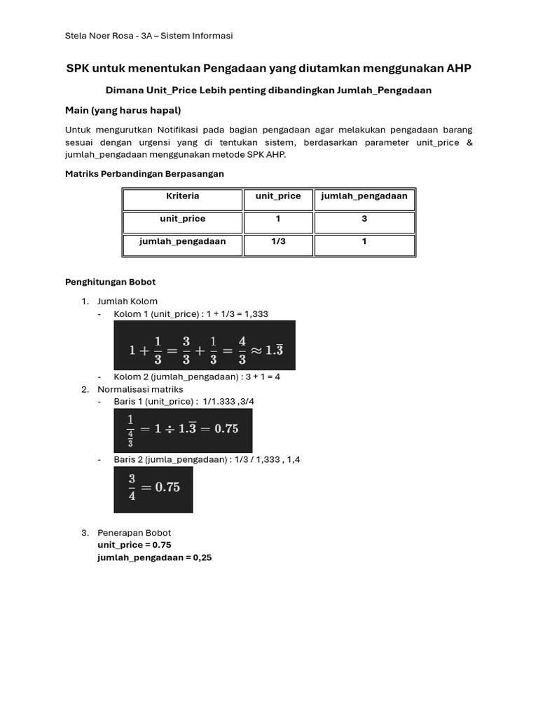 SPK Untuk Menentukan Pengadaan Yang Diutamkan Menggunakan AHP | PDF