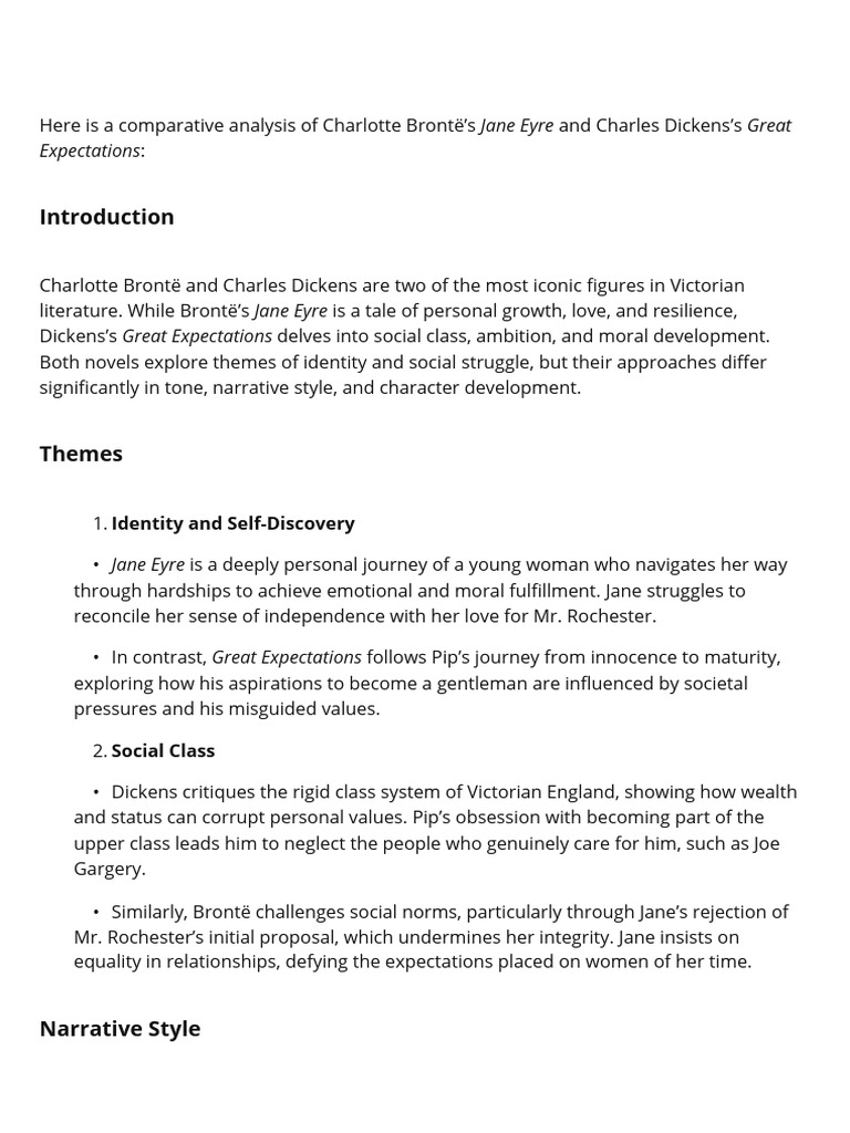 Here is a comparative analysis of Charlotte Brontë’s Jane Eyre and ...