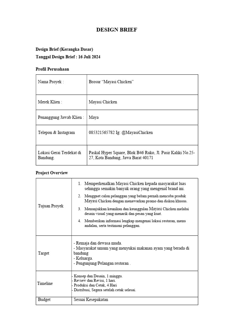 ContohTugas (Desain Brief) | PDF