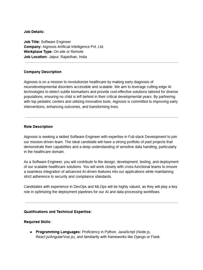 Job Details - Software Engineer | PDF | Cloud Computing | Databases