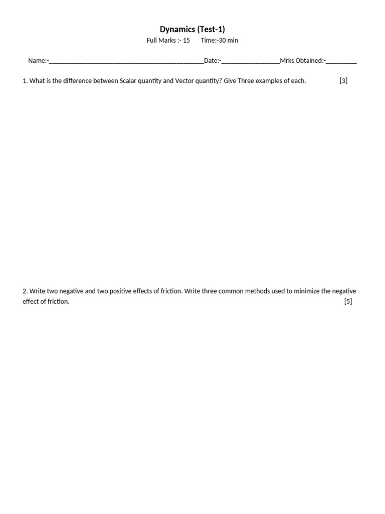 Dynamics Test Questions and Solutions | PDF