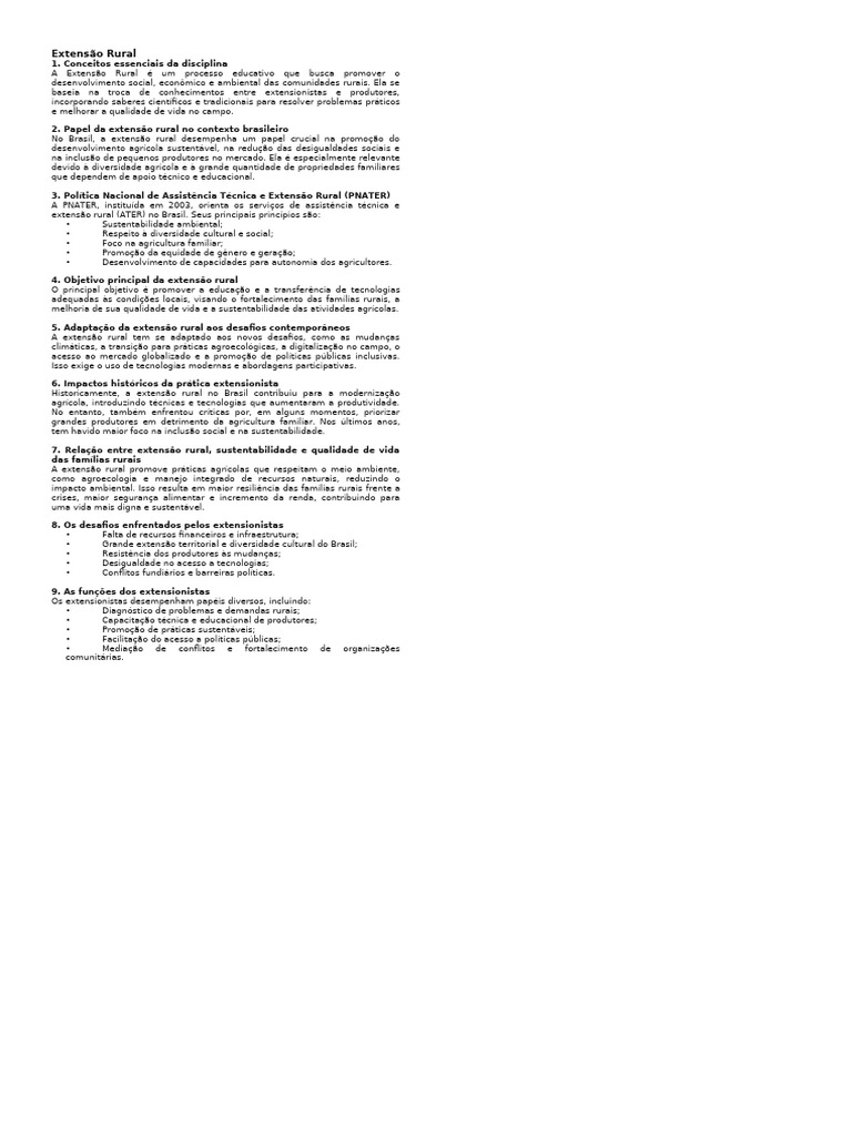 Extensão Rural - 2 Chamada | PDF | Agricultura | Sustentabilidade