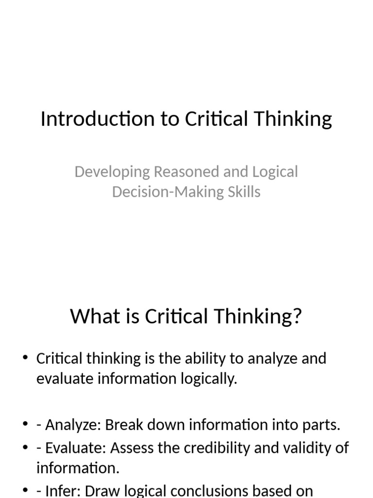 Critical Thinking Lesson 1 | PDF