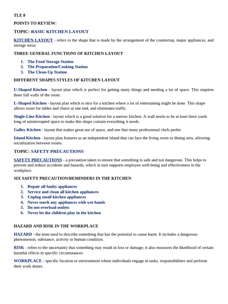 Pointers Tle 8 | PDF | Occupational Safety And Health | Hazards