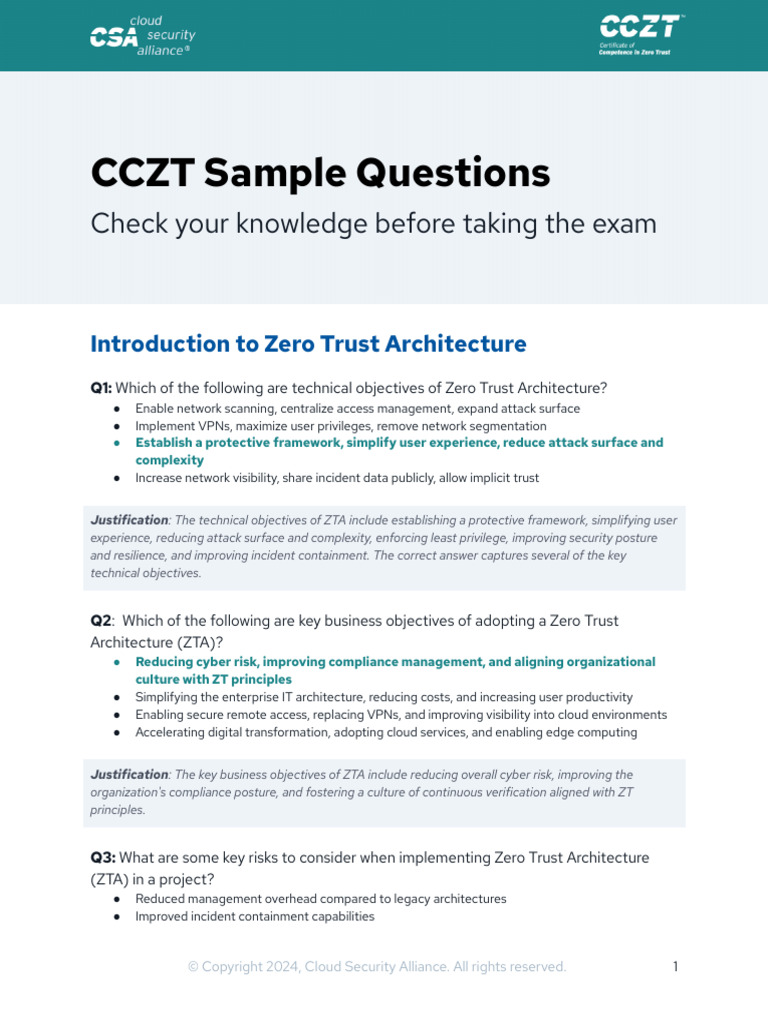 CCZT Sample Questions | PDF | Security | Computer Security