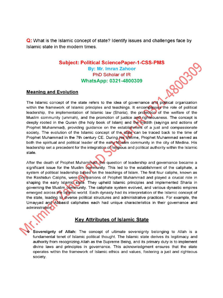 Solved Question Challenges To Islamic State - 1 | PDF