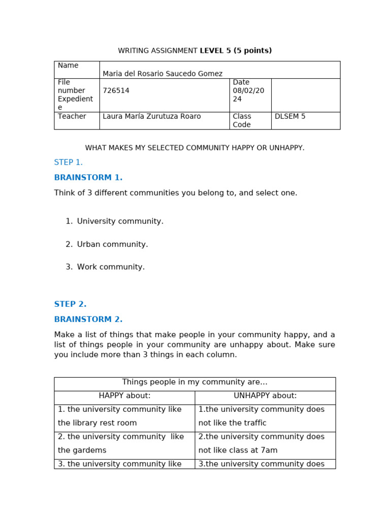 Writing Assignment 1 L5 6 STEPS FORMAT (Rosario) | PDF