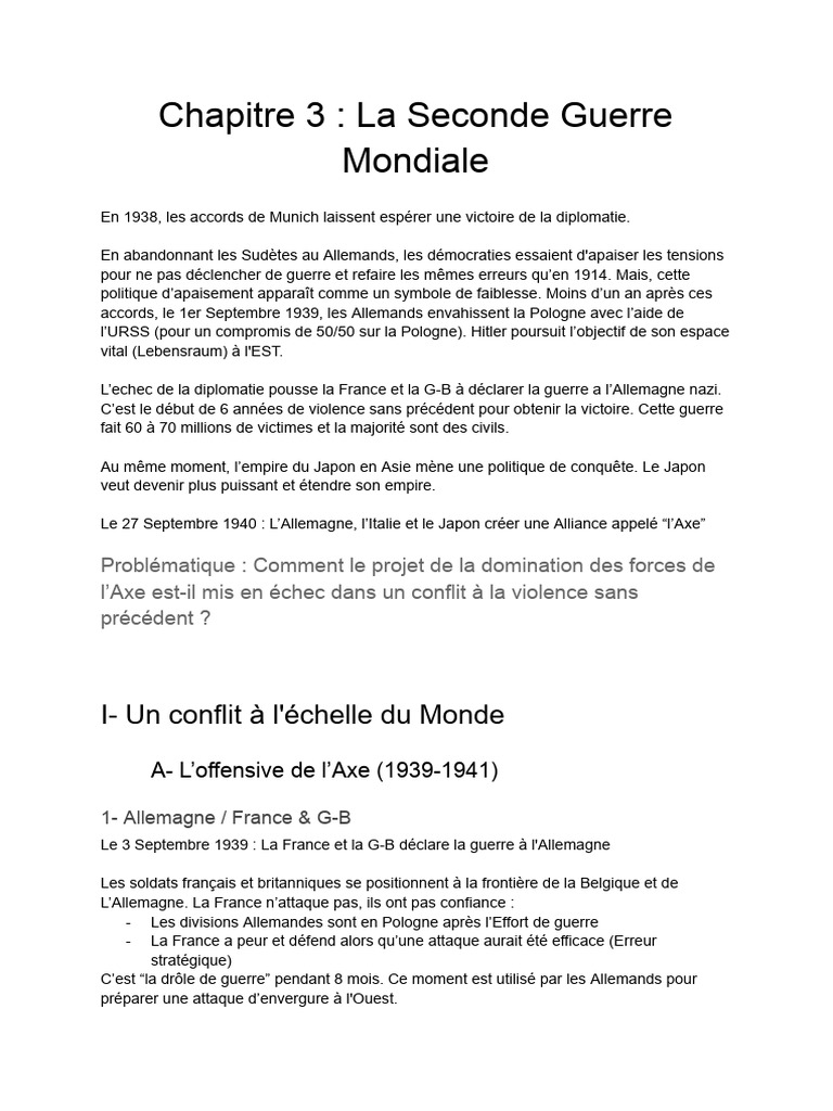 Chapitre 3 - La Seconde Guerre Mondiale | PDF | Camp de concentration d ...