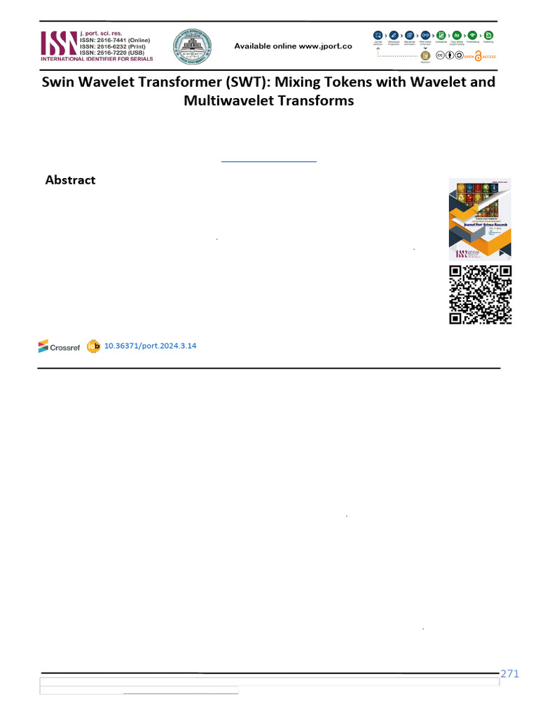 Swin_Wavelet_Transformer_SWT_Mixing_Tokens_with_Wa | PDF | Discrete ...