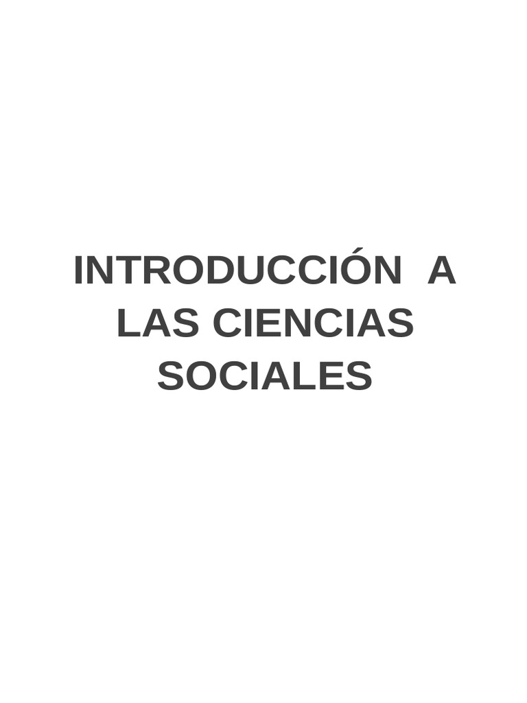 Caratula Introducción A Las Ciencias Sociales | PDF