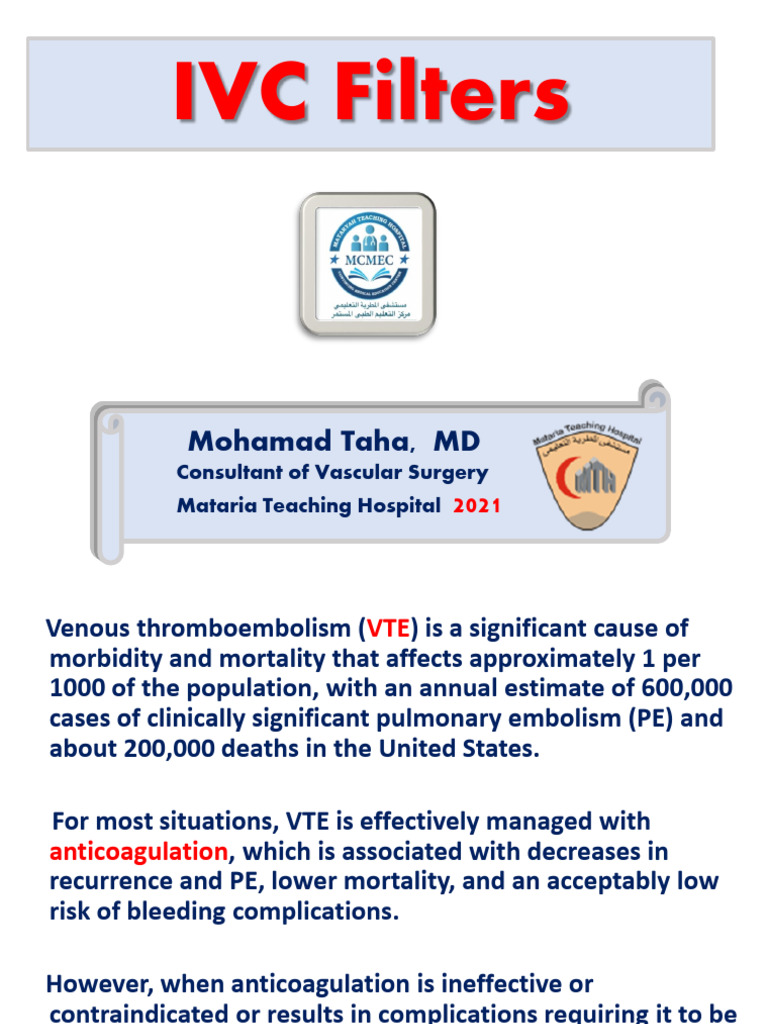 IVC Filters | PDF | Thrombosis | Clinical Medicine