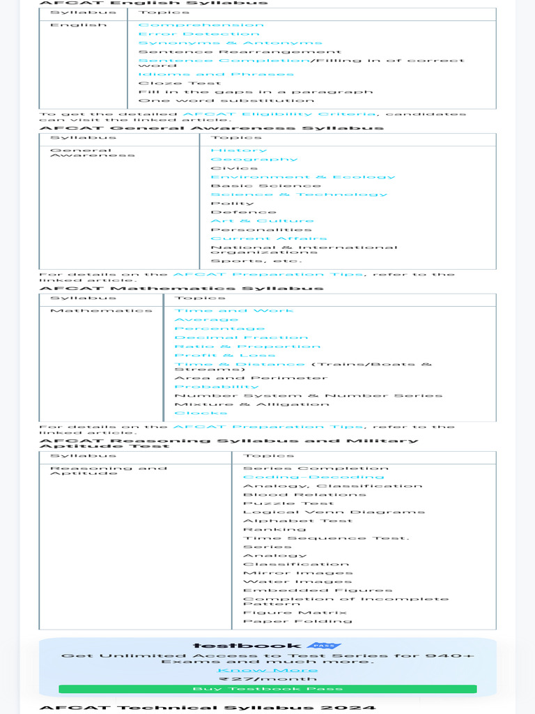 AFCAT 2024 Syllabus Overview | PDF
