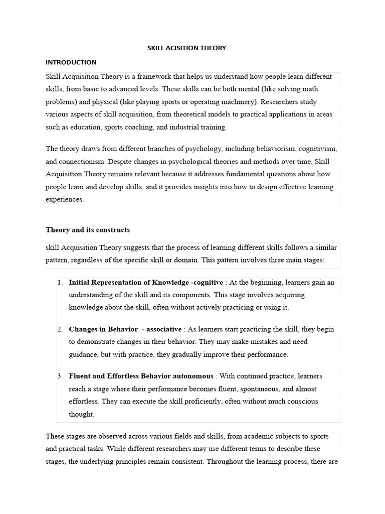 Skill Acquisition Insights | PDF | Second Language Acquisition ...