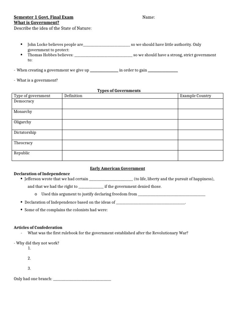 American Government Exam Review Guide | PDF | American Government ...
