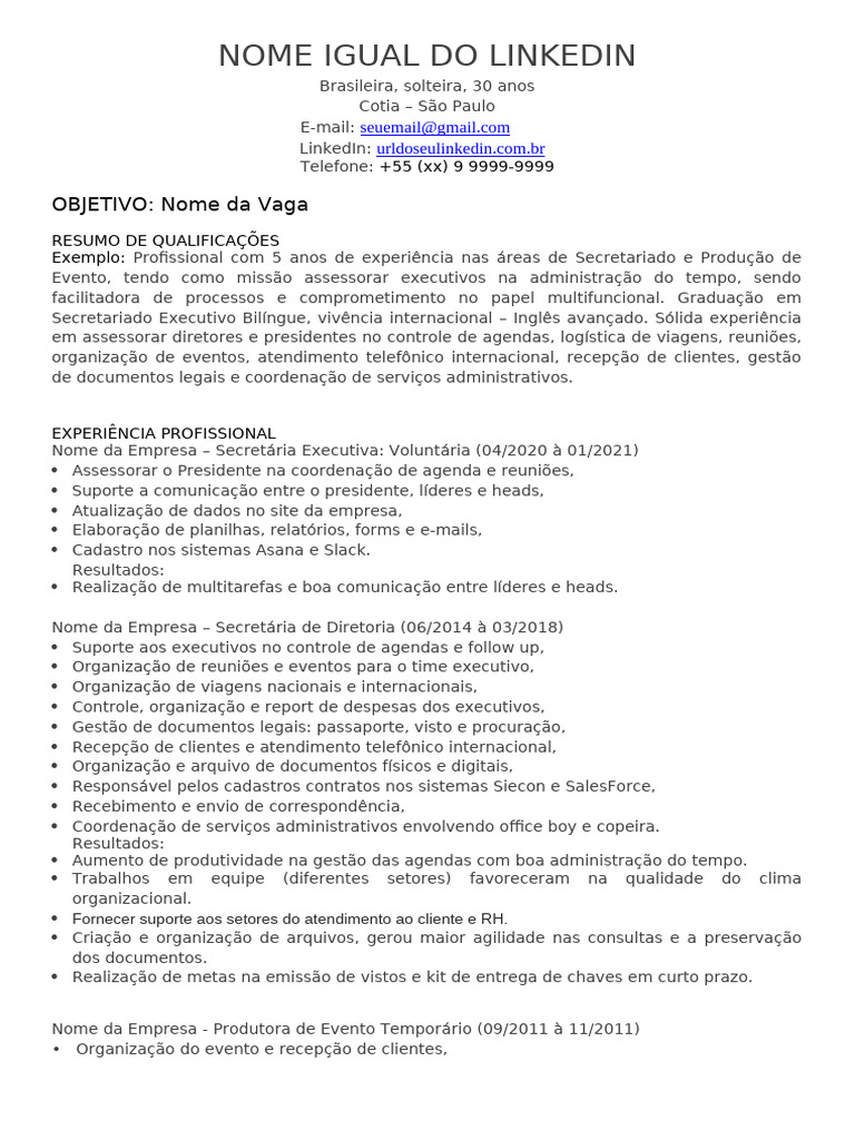 Cms Files 271903 1617376694modelo de Curriculo - Palavras-Chave Se Candidate Mulher | PDF ...