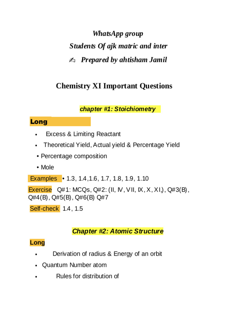 1st Year Chemistry Imp Topic | PDF | Chemical Bond | Solubility