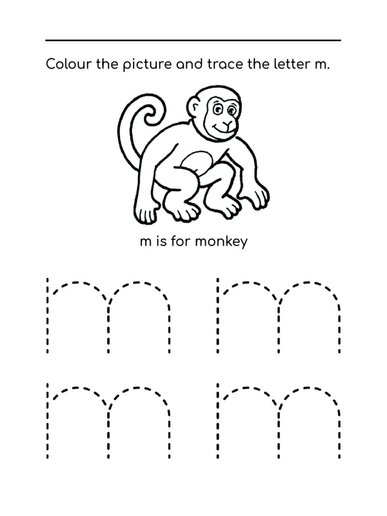 Colour The Picture and Trace The Letter M | PDF