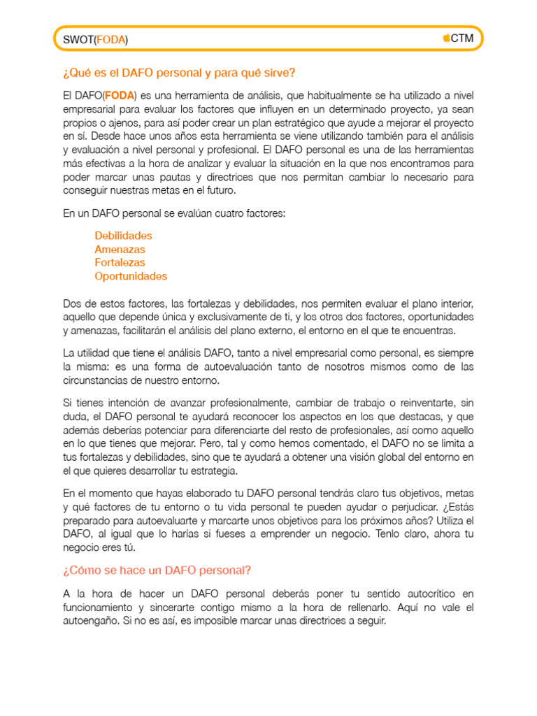 Analisis SWOT CTM 2 | PDF | Análisis FODA