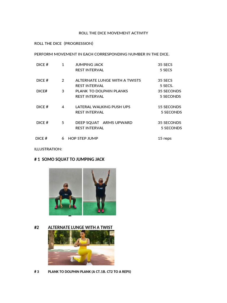 Roll The Dice Movement Activity | PDF