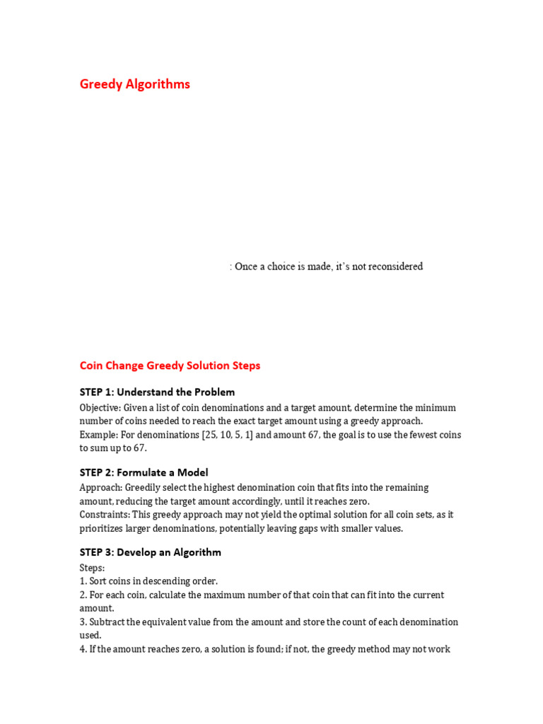 Coin Change Greedy Solution Steps | PDF | Mathematical Optimization | Applied Mathematics