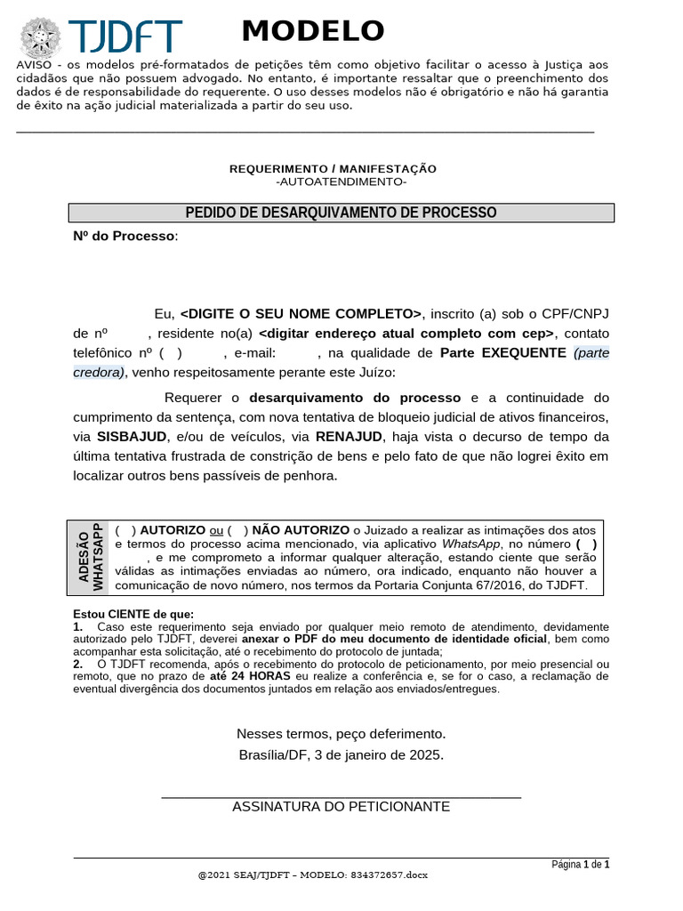 Pedido de Desarquivamento de Processo | PDF | Justiça | Crime e Violência