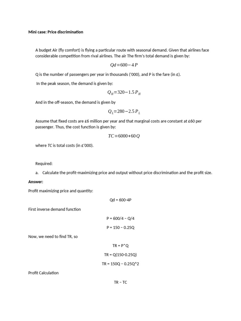 Monopoly Without Price Discrimination Problem | PDF | Demand | Profit (Economics)
