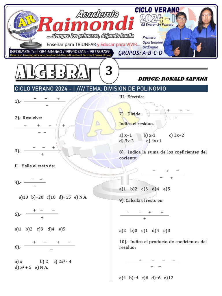 1ro Divi | PDF | Álgebra abstracta | Matemáticas