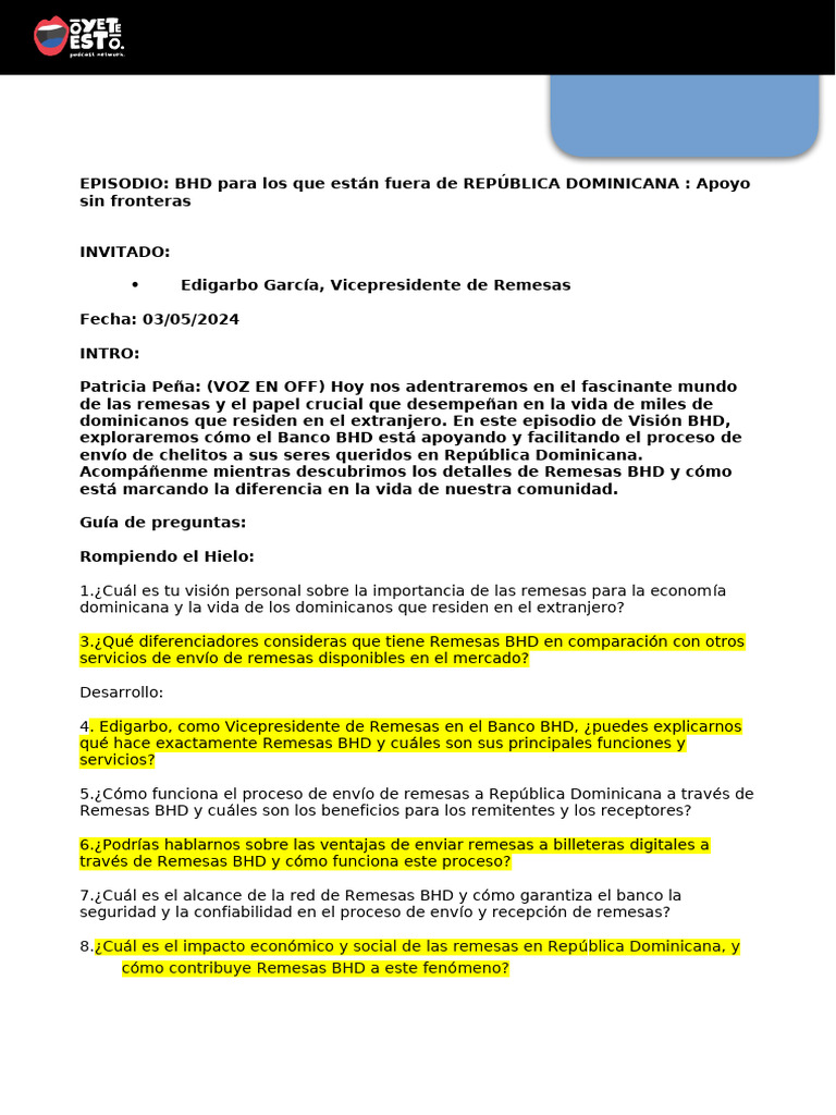 Remesas BHD: Apoyo Global Dominicano | PDF