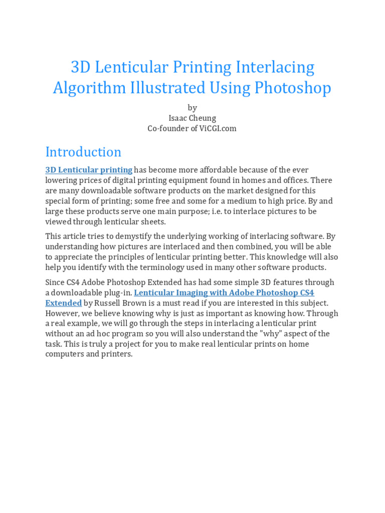 3D Lenticular Printing Interlacing Algorithm Illustrated Using ...