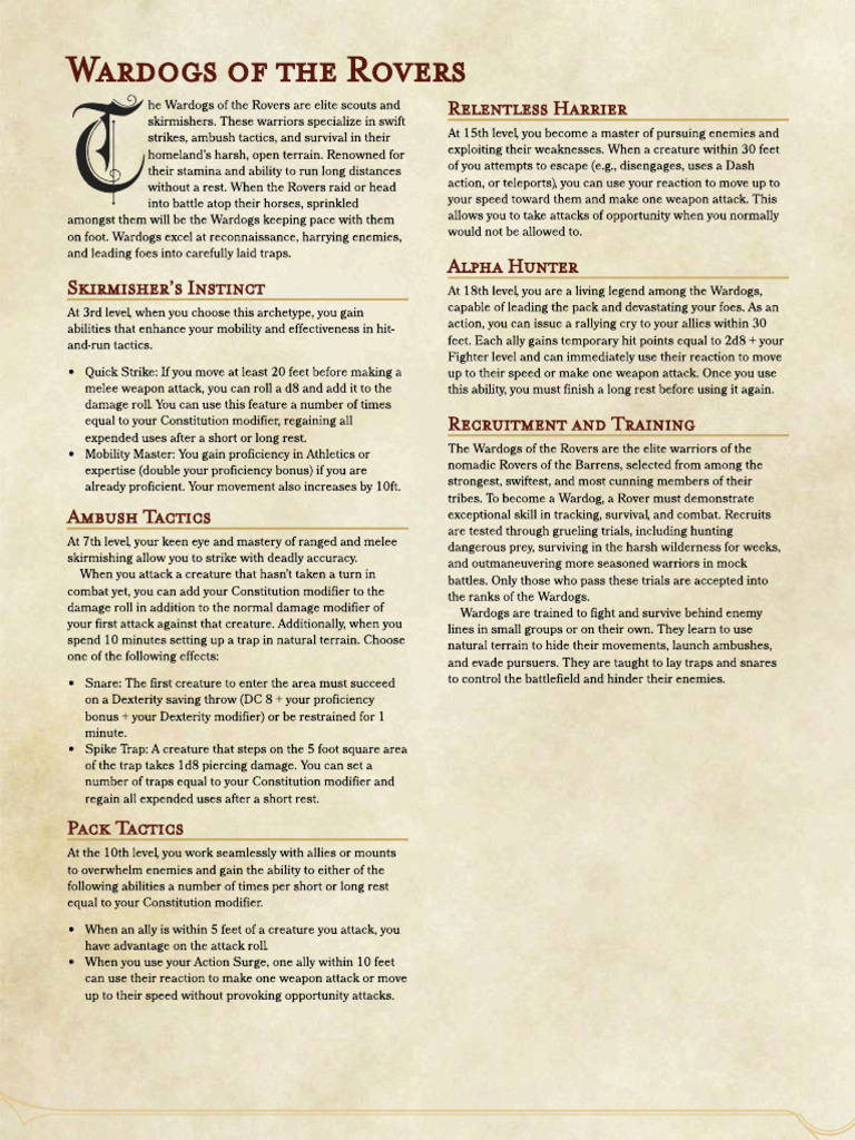 Wardogs of The Rovers | PDF