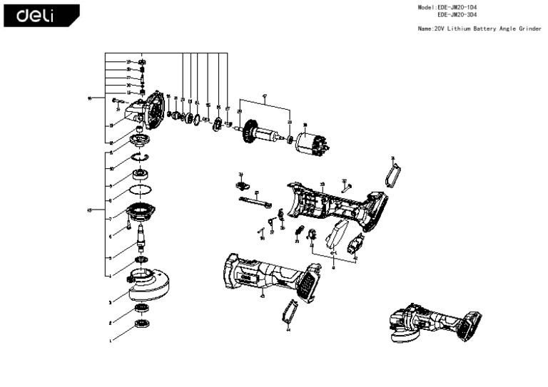 Ede jm20 1d4 Lithium Ion Angle Grinder Exploded View | PDF